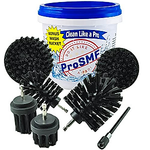 ProSMF Drill Brush Attachment - Scrub Brush for Drill - Grill Brush Set - Power Scrubber Brush Kit - Heavy Duty - Smokers - Grills - Concrete - Brick - Household Cleaning - Black - Ultra Stiff