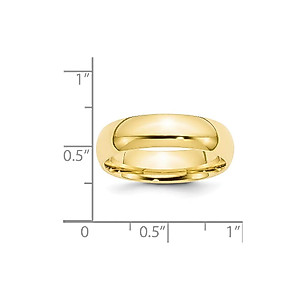 10k Yellow Gold 6mm Standard Comfort Fit Wedding Band Ring Fine Jewelry For Women Gifts For Her, Size 9
