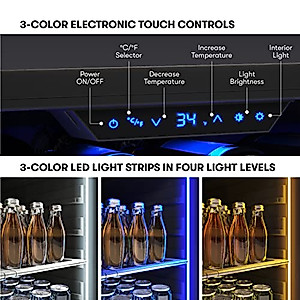 Zephyr Presrv 24" Wine Fridge & Beverage Refrigerator Single Zone Under Counter - Mini Wine Cooler Cellars Small Beer Fridge Cabinet Drink Chiller Freestanding Wine Beverage Cooler,13 Bottles, 84 Cans