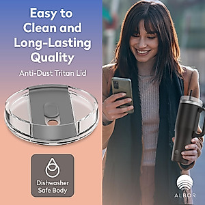 ALBOR 40 oz Tumbler With Lid and Straw, Leak Proof Durable Stainless Steel Insulated Tumbler With Handle, Spill Proof Water Bottles With Straw (Midnight, 40 oz)