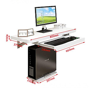 WZHONG Wall Floating Computer Desk Table Study Writing Desk Portable Laptop Desk with Main Frame and Adjustable Keyboard Tray (Size : 100cm)