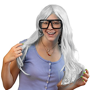 Skeleteen Black Oversized Thick Glasses – Shiny Square Frame Old Man Nerd Costume Accessory Clear Lens Spectacles for Adults and Children