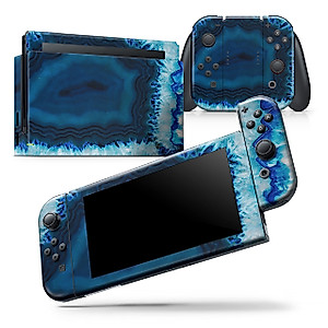 Design Skinz - Compatible with Nintendo Switch OLED Dock Only - Skin Decal Protective Scratch-Resistant Removable Vinyl Wrap Cover - Vivid Blue Agate Crystal