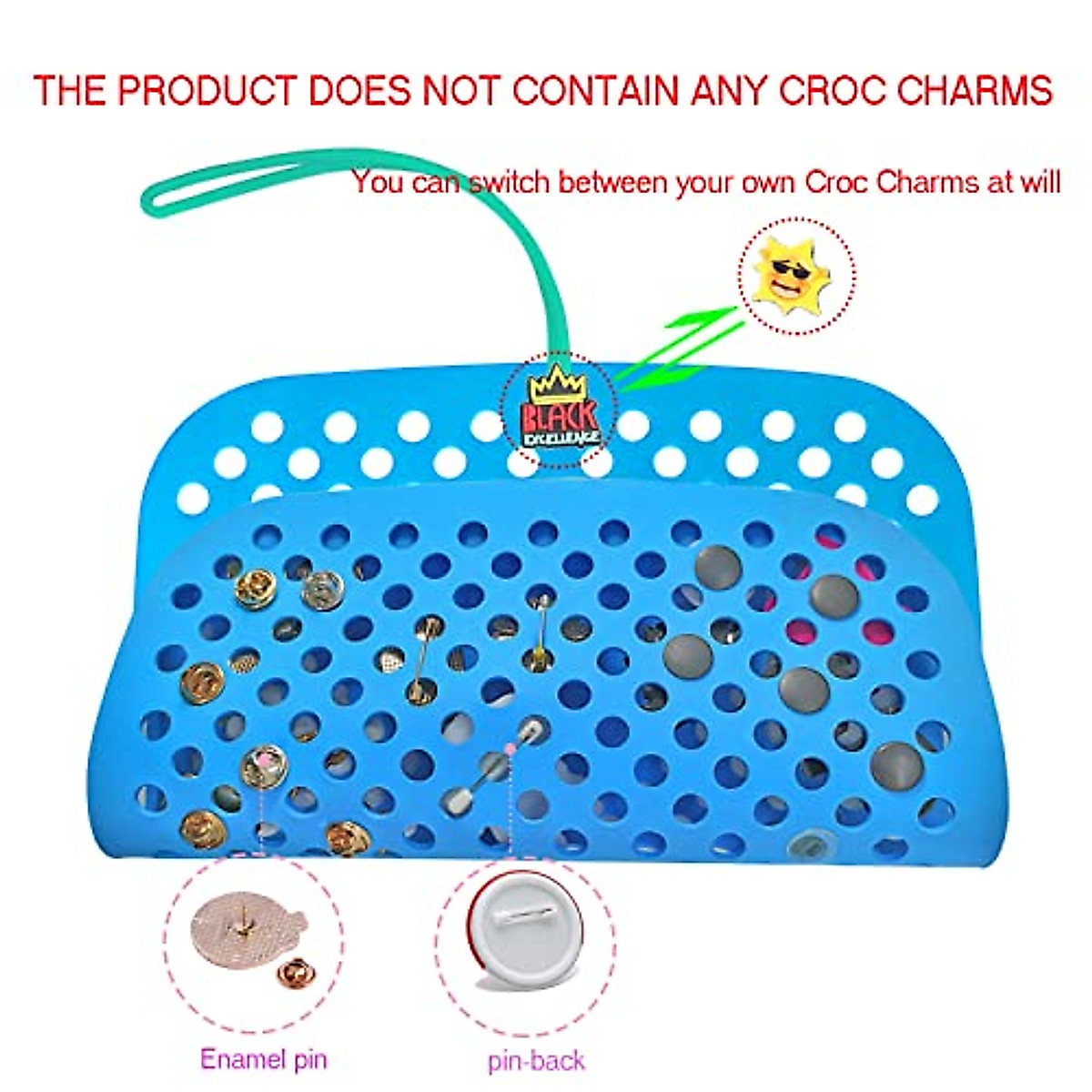 SHENGCHUANG croc charm organizer & storage Shoe Charms display Hanger Portable Hanging Charms Silicone Roll Bag Red(Croc Charms not Included)