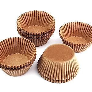 Eoonfirst Standard Size Baking Cups Food-Grade Greaseproof Paper Cupcake Liners 200 Pcs (Natural)