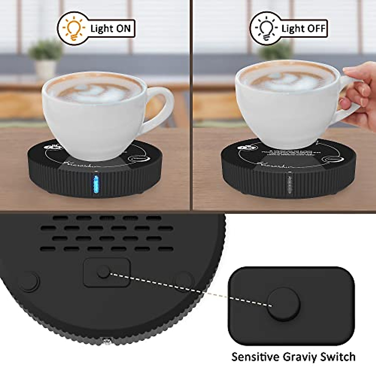 Coffee Warmer for Desk, Mug Warmer with Gravity Switch Suitable for Home and Office Use Cup Warmer for Coffee, Milk and Tea Christmas/Birthday Gift