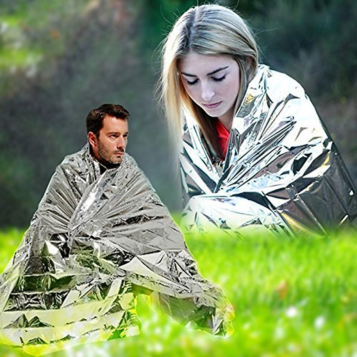 Leberna Emergency Blanket Survival Gear | Foil Mylar Thermal Blankets 63" x 87" inches (Pack of 10) | Big Double Sided Escape Tact Bivvy, | for NASA, Outdoors, Hiking, Space, Marathons First Aid Kit