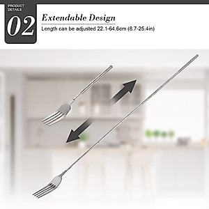 BBQ Telescopic Extendable Dinner Fork Fruit Dessert Long Handle Fork Cutlery-Extends for Barbecue Toasting Dinner Fruit Dessert 8.7 to 25.4 inch