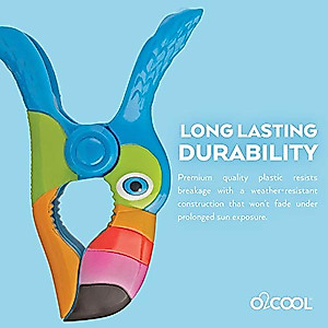 O2COOL Bocaclips - Beach Towel Clips For Beach Chairs, Patio And Pool Accessories - (Toucan) 2 Count