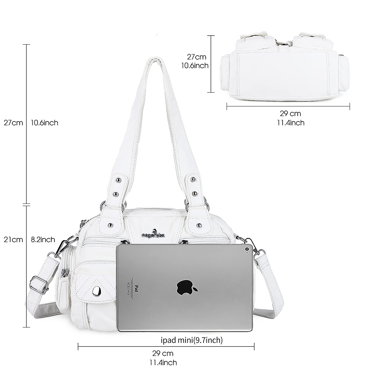 Angel Kiss Hobo Crossbody Purses for Women Shoulder Bag Multipocket Soft Hobo Purses Removable Strap Leather Handbags