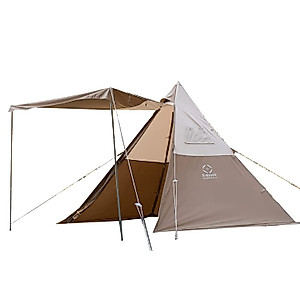S'more Tetto 3 Person Canvas Tent, Large Waterproof & Windproof Glamping Tent, Hot Tent with Stove Jack, 4 Season Tipi, Teepee, Pyramid, Indian Tent, Ideal for Family Camping, Hiking, Backpacking