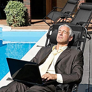 Moclever 2PCS Zero Gravity Chairs, Adjustable Foldable Zero Gravity Lounge Chair Recliners for Patio - Black