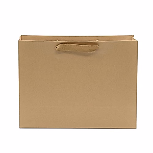 Brown Gift Bags with Handles - 16x6x12 Inch 25 Pack Designer Shopping Bags in Bulk, Large Gift Wrap with Fabric Handles for Boutiques, Small Business, Retail Stores, Merchandise, Birthday Parties