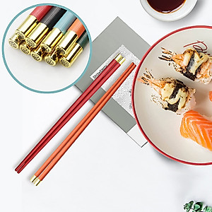 5 Pairs Chopsticks Premium Reusable Dishwasher Safe, 9.6 inch/24.3cm Chopsticks, Matte Non-Slip Chopsticks, Chinese Style Japanese Korean Chop Sticks for Food & Cooking, Dome-Dark Colorful