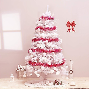 Super Holiday 4" Tinsel Twist Garland, 30Ft Artifical Garland for Christmas Tree, Decorations for 4th of July, Perfect Decoration for Holiday Wendding Birthday Party.(Pink/Gold)