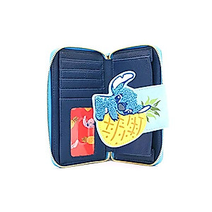 Loungefly x Lilo and Stitch Pineapple Stitch Chenille Snap Wallet, Blue, Standard