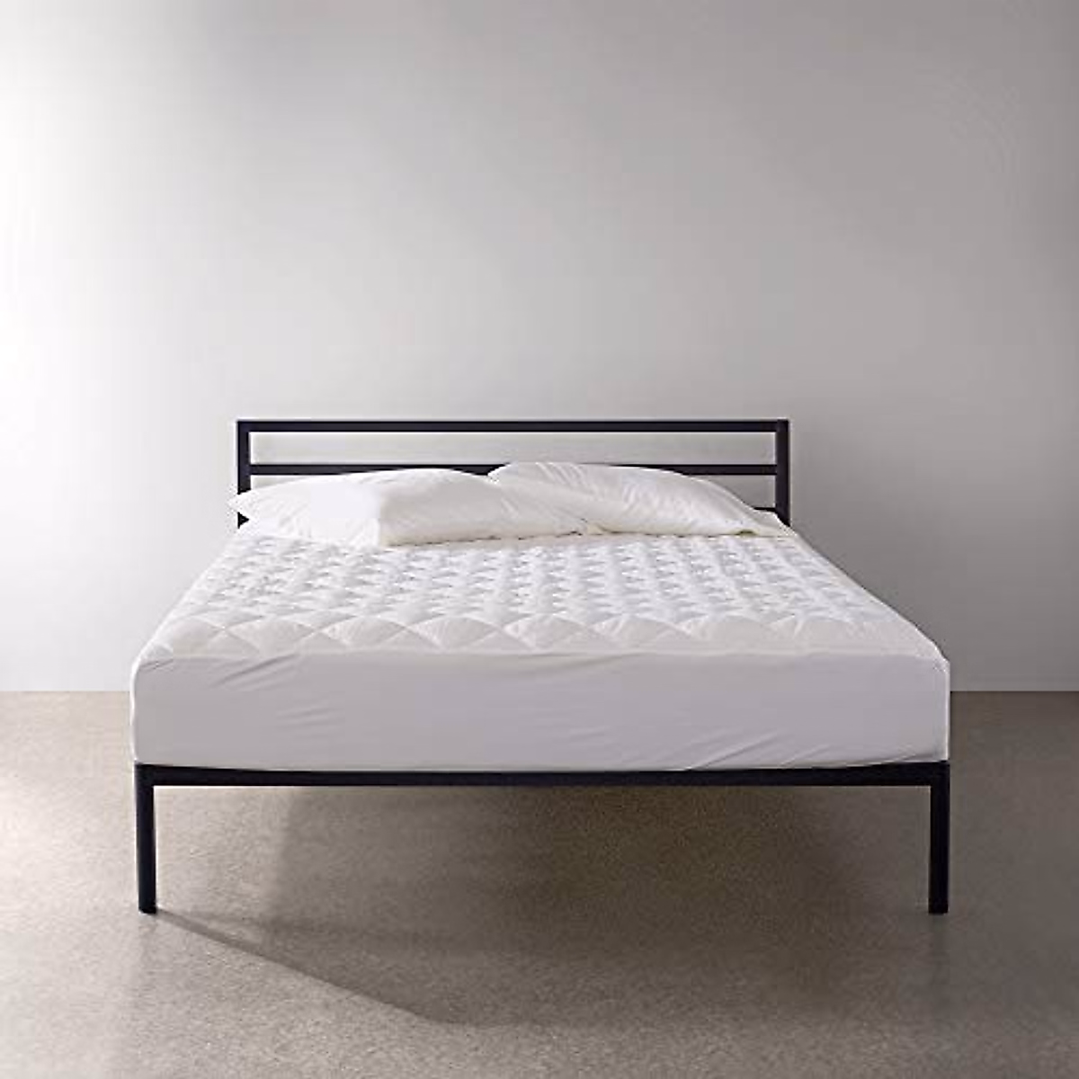 Amazon Basics Modern Metal Platform Bed Frame with Headboard - 14 Inch Leg Height, King Size, Black