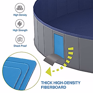 Niubya Foldable Dog Swimming Pool, Collapsible Hard Plastic, Portable Bath Tub for Pets Dogs and Cats, Pet Wading Pool for Indoor and Outdoor, 71 x 12 Inches