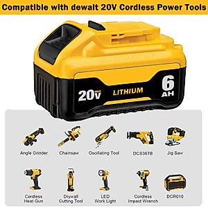 LONG FIT 2 Packs Replace for DeWalt 20v Battery 6.0Ah, Compatible with DeWalt 20V Cordless Power Tools