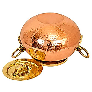 Steel Copper Hammered Design Chafing Dish with Brass Lid