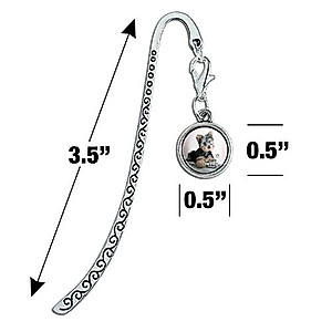 Yorkie Yorkshire Terrier Puppy Dog Musical Instrument Metal Bookmark Page Marker with Charm