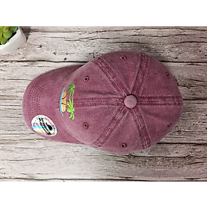 Hepandy Palm Tree Embroidered Burgundy Baseball Caps for Men Women, Outdoor Embroidery Summer Beach Trucker Hat Dad Hats