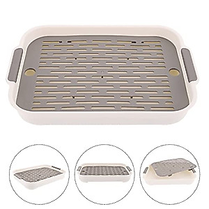 Rabbit Litter Box Plastic Small Animal Litter Box Toilet - Square Litter Tray Cage Toilet Potty Trainer for Rabbits Guinea Pigs Ferret Chinchilla Hamster - White