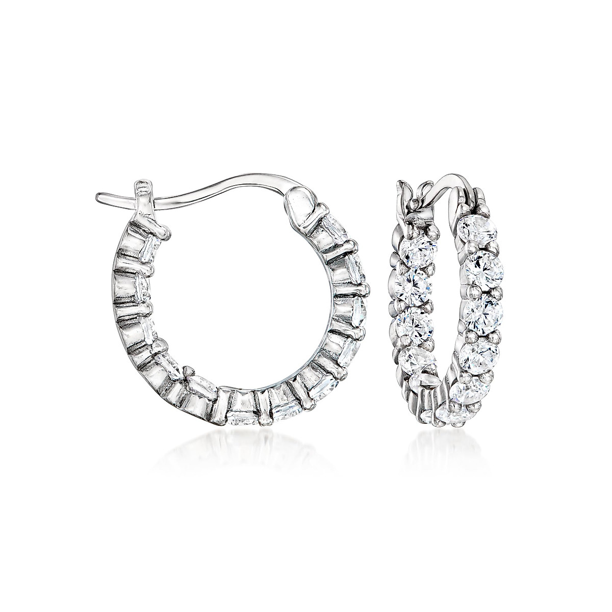 Ross-Simons 1.80 ct. t.w. CZ Hoop Earrings in Sterling Silver
