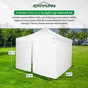 Caravan Canopy V-Series 12 x 12' Tent Sidewalls with V-Series 2 12 x 12' Pop-Up Tent Slanted Leg Instant Canopy & 4 6-Pound Cement Weight Plates