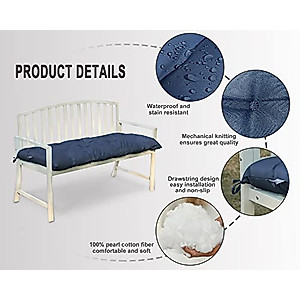 COSNUOSA Outdoor Bench Cushion Waterproof Outdoor Loveseat Cushions Swing Cushions Bench Cushions for Indoor Furniture Navy 60x20 Inches