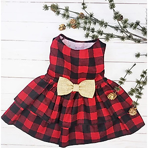 Red Buffalo Plaid Christmas Dog Dress, Holiday Dog Dress, Christmas Dog Clothes, Fits Dogs XS to 5XL (5XL 60-95lbs)