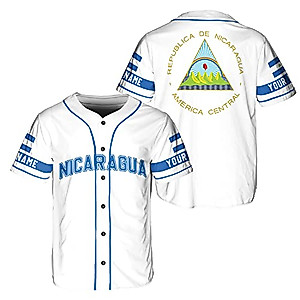 Royal Fight Personalized Nicaragua Baseball Jersey Shirt Nicaraguan Camisas Shirts Nicaragua Baseball Shirt for Men Women (Nicaragua 4)