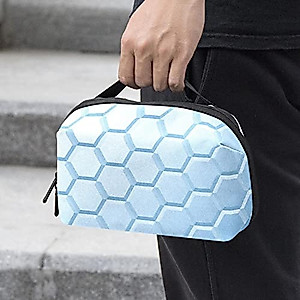 Travel Cord Organizer, Tech Organizer, Electronics Organizer, Cable Organizer Bag, Modern Blue Hexagon Pattern