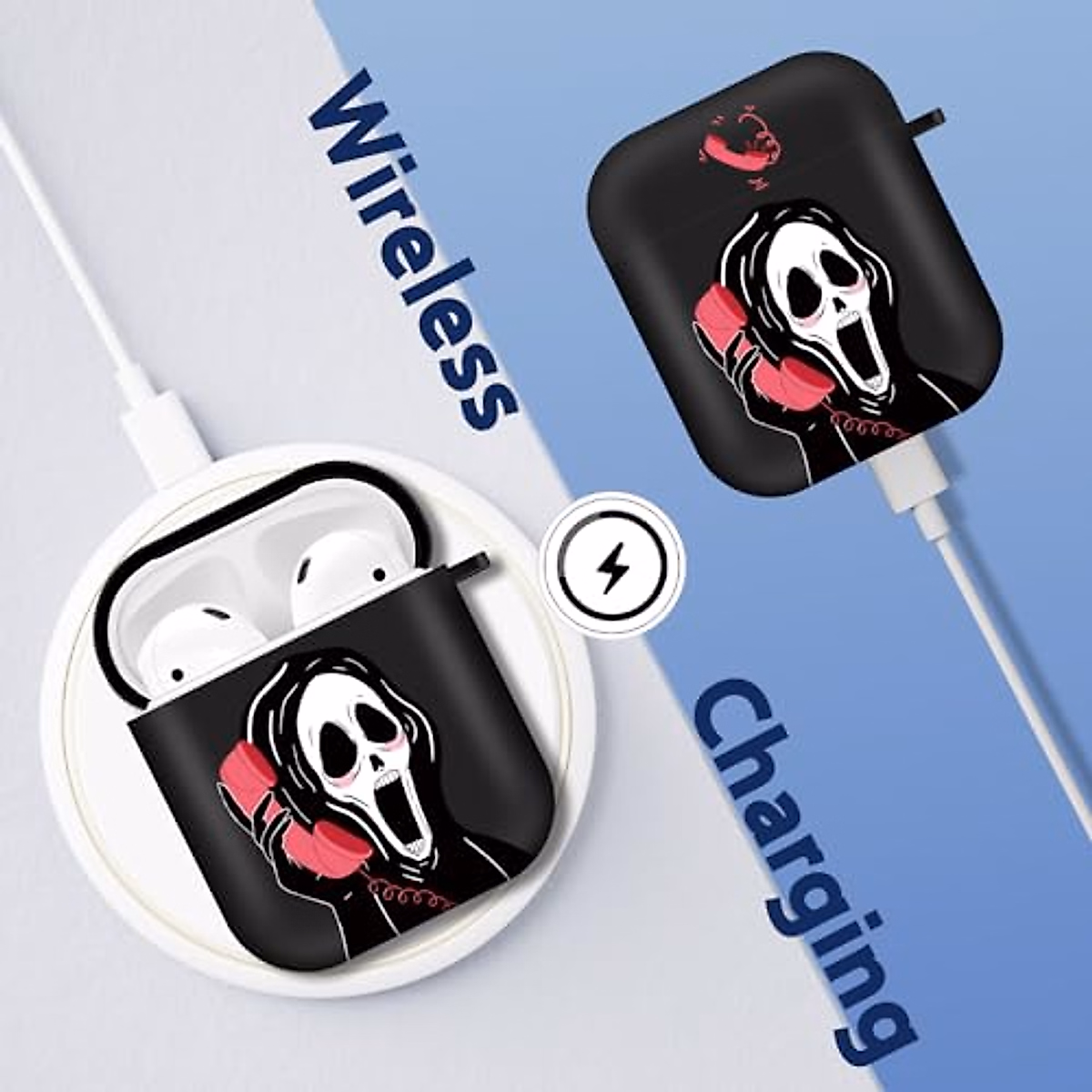 JoySolar for Airpods 1/2 Case Cute Cartoon Cool Kawaii Silicone Skull Cases for Apple Airpod Air Pods 2&1 Cover Unique Funy Fashion Design Characters Soft IMD Shell for Girls Boys Girly (Skeleton)