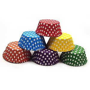 Bakehope Standard Baking Cups, Cute Polka Dots Greaseproof Cupcake Liners(6 Colors,150 Counts)