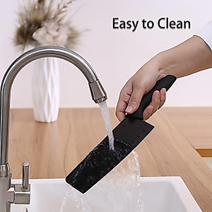 Magicorange 7-Piece Kitchen Knife Set - 5 Black Stainless Steel Knives with Sheaths, Cutting Board, and a Knife Block- Stainless Steel Kitchen Knives with PP Ergonomic Handle (Matte Black)