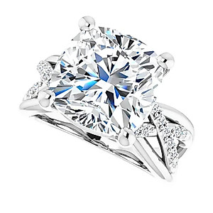 JEWELERYIUM 6 CT Cushion Cut Colorless Moissanite Engagement Ring, Wedding/Bridal Ring Set, Solitaire Halo Style, Solid Sterling Silver Vintage Antique Anniversary Promise Rings Gifts for Her (4.5)