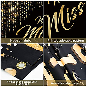 Luxiocio We Will Miss You Banner Decorations, Extra Large Going Away Party Backdrop Supplies, Black Gold Farewell Party Retirement Graduation Office Work Party Poster Photo Booth(6 x 3.6ft)