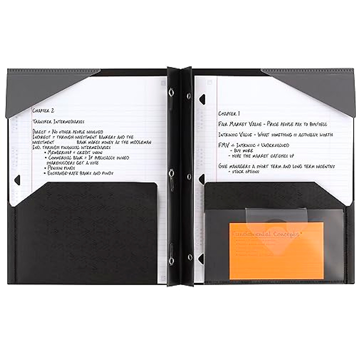 Five Star 2 Pocket Folder, Stay-Put Folder, Plastic Colored Folders with Pockets & Prong Fasteners for 3-Ring Binders, Great for Home School Supplies & Home Office, 11” x 8-1/2, Black (72113)