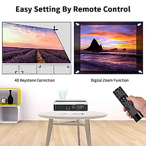 WiFi Projector for iPhone,CAIWEI 1080P Full HD Projector,8000Lumen Android Bluetooth Projector with Digital Zoom&4D Keystone,Smart Movie Projector Compatible with PS5/PC/DVD/TV Stick/Xbox//HDMI/USB