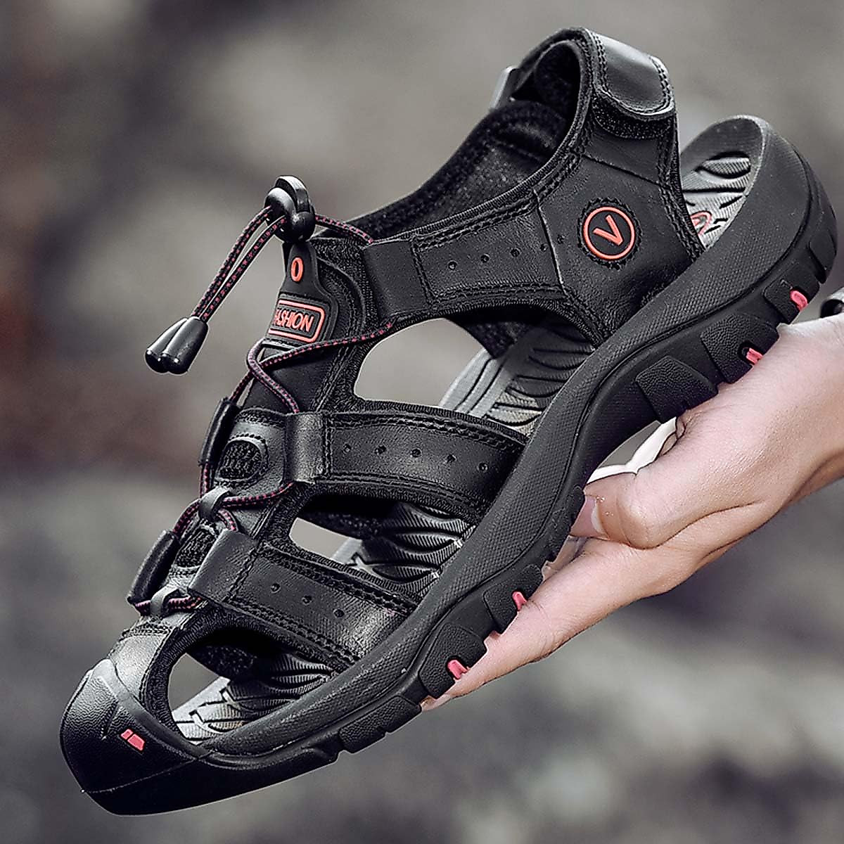 HYDLONGR Men's Women's Comfortable Outdoor Non-Slip Open-Toed Sports Sandals Wading Beach shoes Athletic Lightweight Hiking Sandals black5-8.5 Women/ 7.5 Men