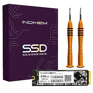 INDMEM SATA SSD 256GB 3D TLC Flash Drive Replacement for MacBook Pro Retina Mid 2012, Late 2012, Early 2013 A1425 (EMC 2557/2672), A1398 (EMC 2512/2673)