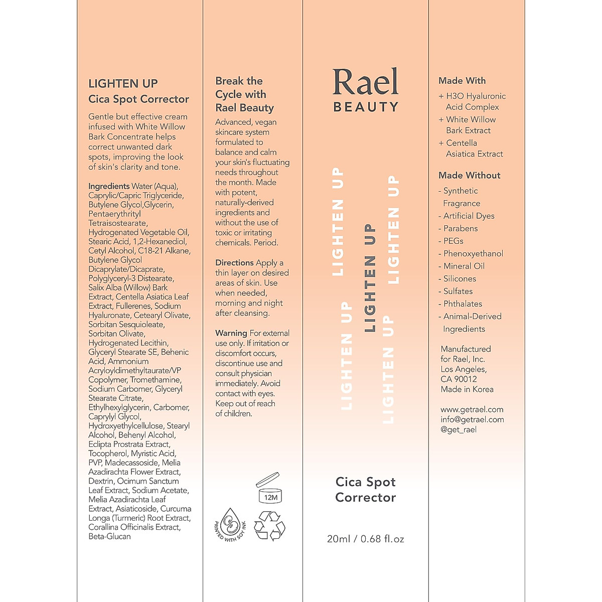 Rael Bundle - Microcrystal Dark Spot Cover (6 Count), Cica Spot Corrector Cream (.68oz, 20ml)