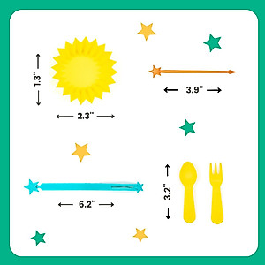 Kids Bento Lunch Box Yellow Accessories Kit, BPA FREE with Lifetime Replacement Guarantee, 18 Piece Set includes Food Picks, Wrap Bands, Forks and Spoons, reusable Silicone Cups