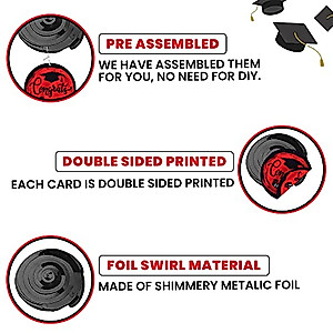 45 Pieces, Red Graduation Hanging Decorations - Large Cutout, No DIY | Graduation Swirls, Red and Black Graduation Decorations 2022, Graduation Hanging Swirls Decorations, Graduation Party Decorations