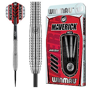 Winmau Maverick 22 Gram Professional Steeltip Tungsten Darts Set with Flights and Stems (Shafts)