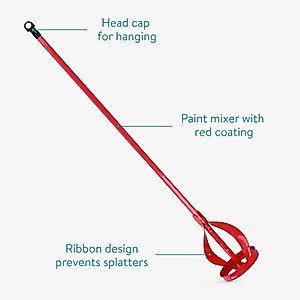 Navaris Set of 2 Paint Mixer for Drill - Heavy Duty Plaster and Paint Mixing Paddle Standard Drills - Painting and Plastering Mixer Stirrer Tool (Red)