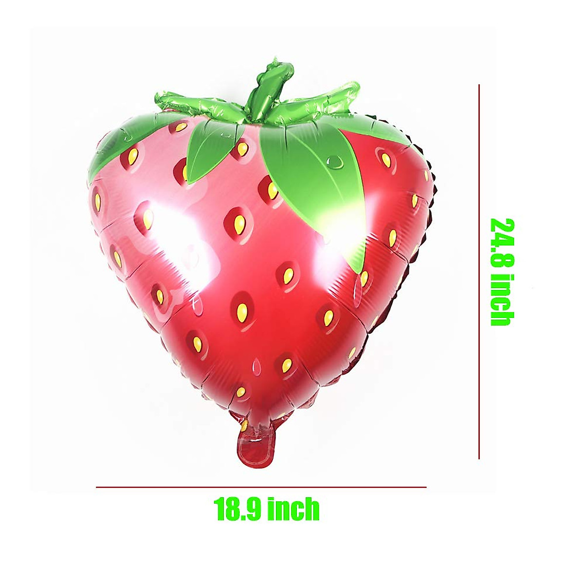 HORUIUS Strawberry Balloons Fruit Strawberry Foil Mylar Balloons for Baby Shower Strawberry Themed Party Birthday Decoration Supplies 28 inch 5PCS