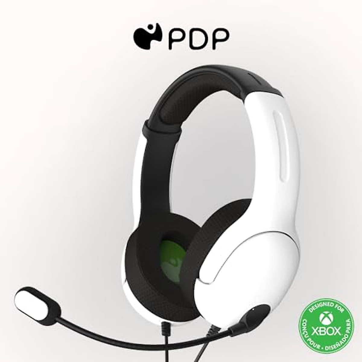 PDP Gaming AIRLITE Headset with Noise-Cancelling Mic, Licensed Microsoft Series X|S, Xbox One Accessories, PC/Windows 10/11, Lightweight Wired Power Stereo Headphones - White