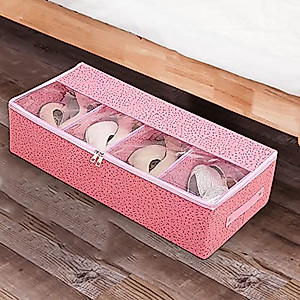 Boping Store Transparent Shoe Box Storage Box Space Saving Bed Bottom Shoe Cabinet Household Proof Shoe Organizer Kick Fix Under Bed Hamper (A3-Pink, One Size)